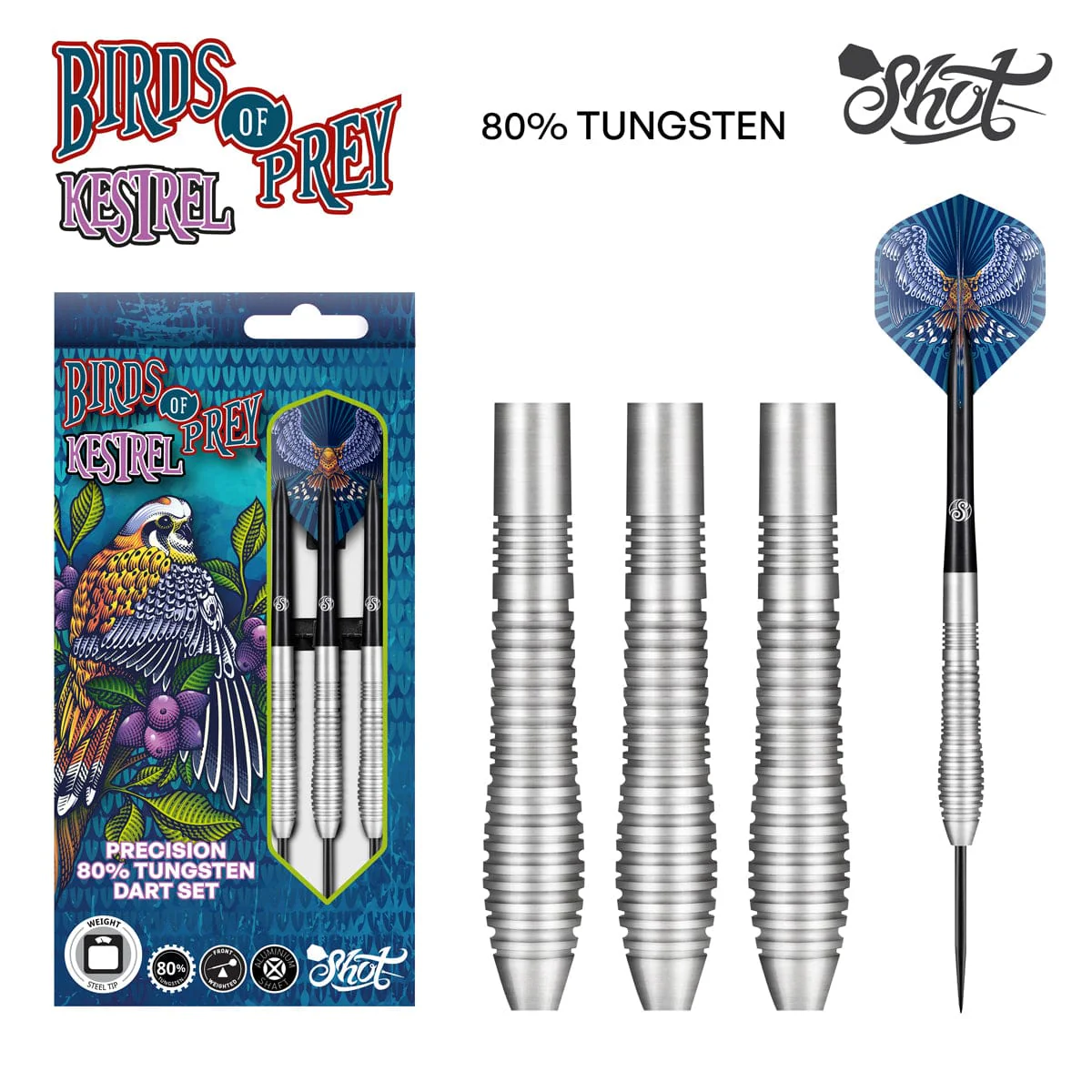 Shot Birds of Prey "Kestrel" 80% Tungsten - Smurf Darts