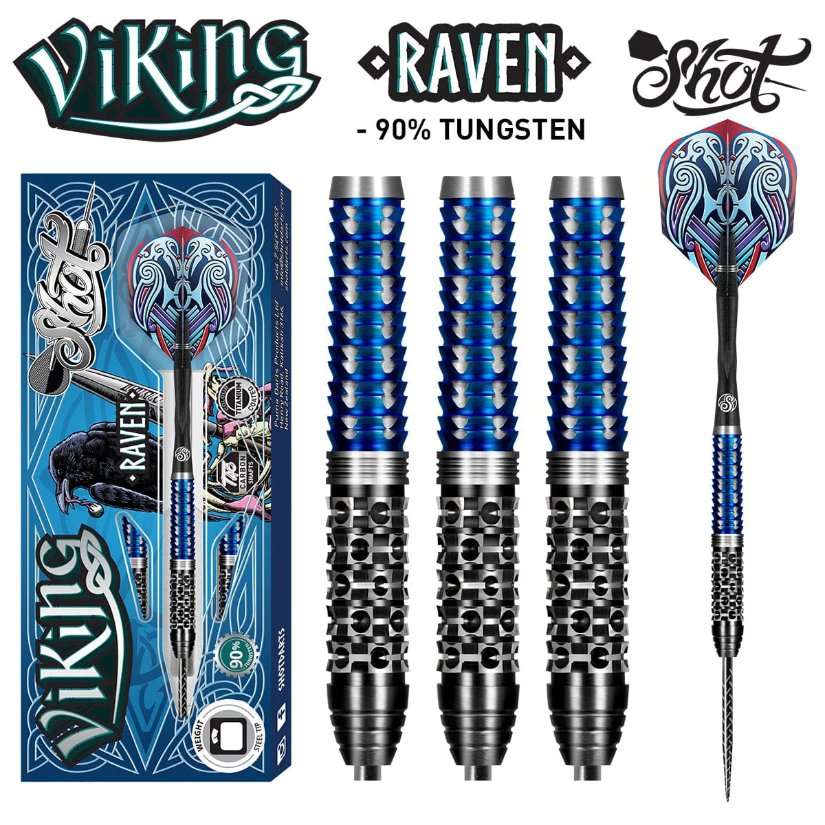 Shot Viking "Raven" 90% Tungsten - Smurf Darts